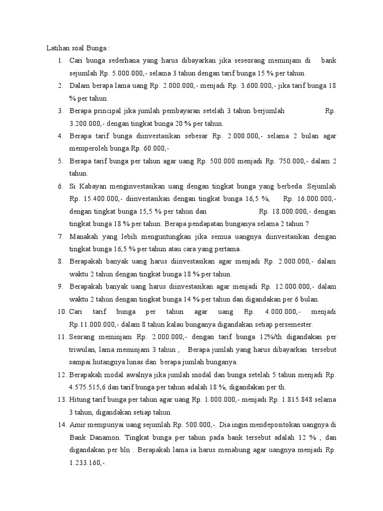 Latihan Bunga 1-15 | PDF