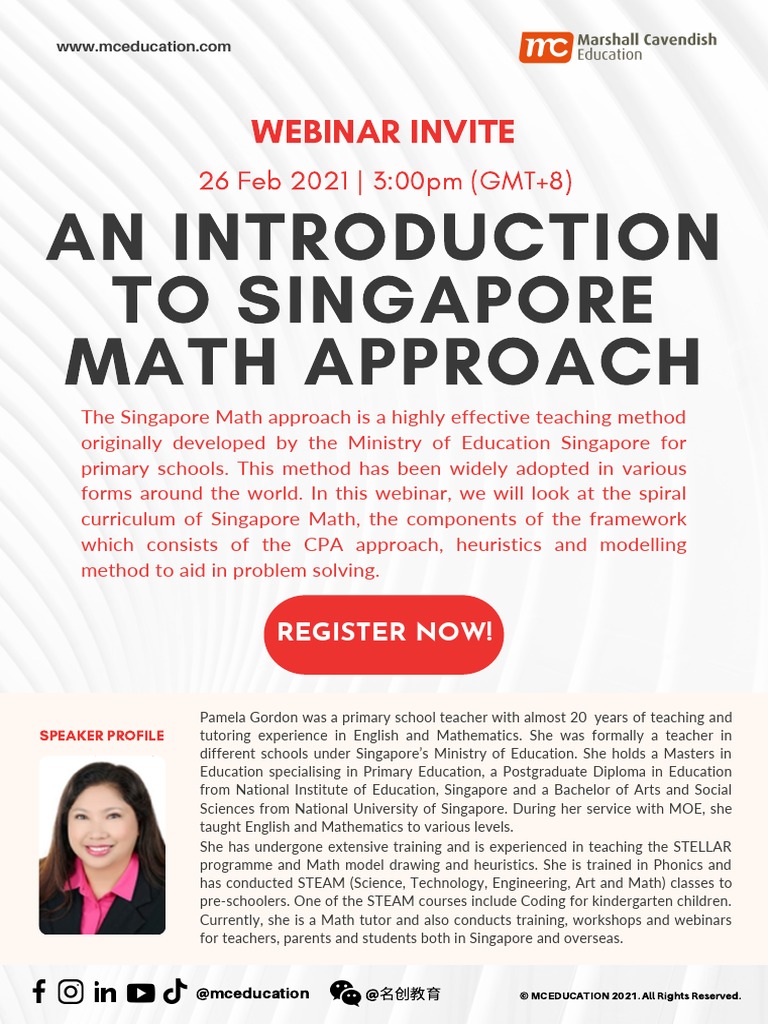 An Introduction To Singapore Math Approach: Webinar Invite | PDF