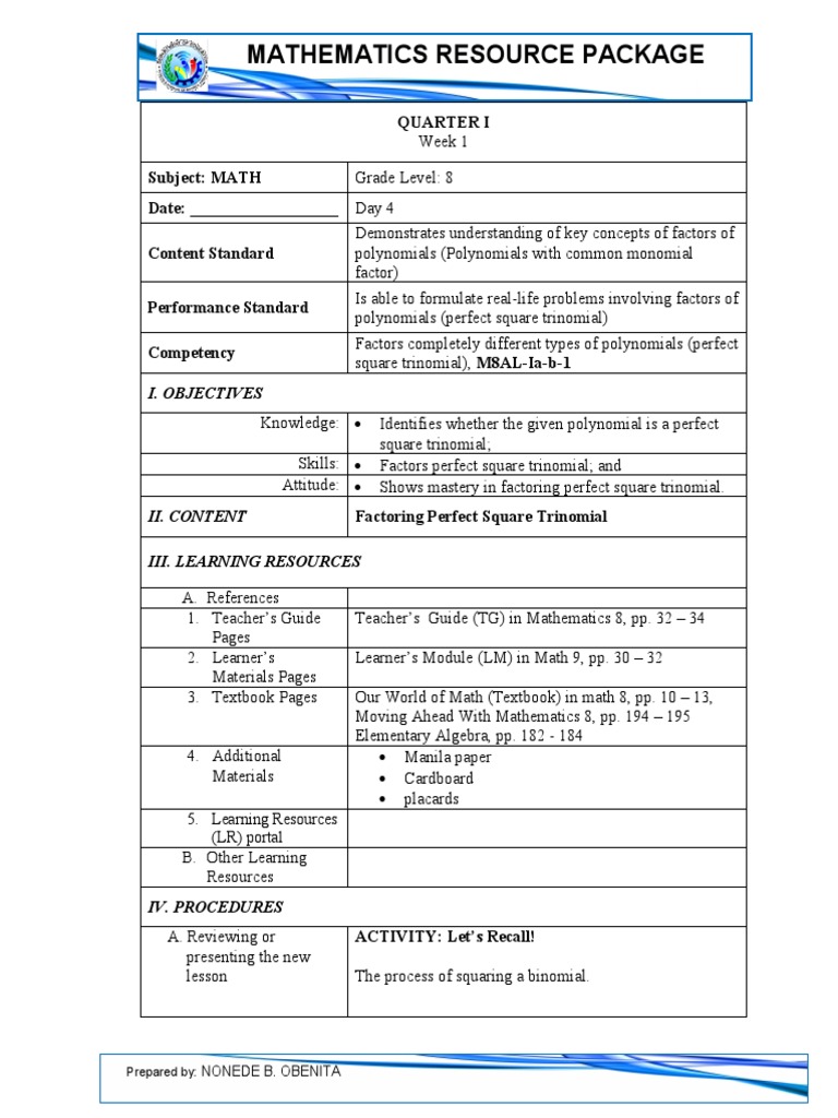 Mathematics Resource Package | PDF | Learning | Teachers