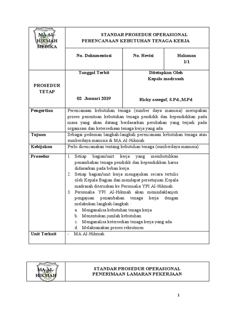 Sop Personalia Ma Al Hikmah | PDF | Bisnis