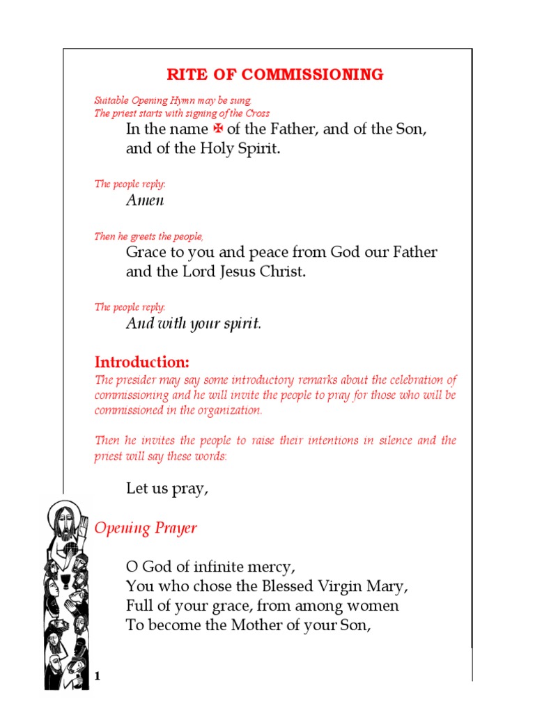 Rite of Commissioning | PDF | Mary, Mother Of Jesus | Jesus