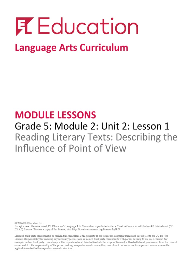 Language Arts Curriculum: Grade 5: Module 2: Unit 2: Lesson 1 ...