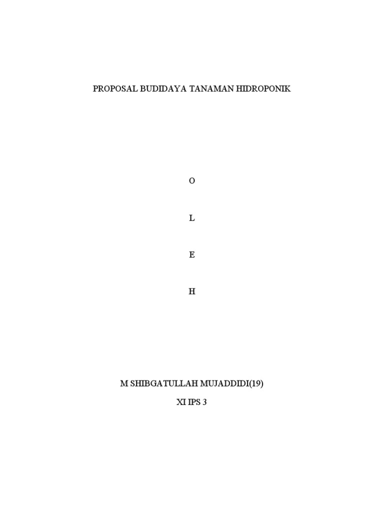 Proposal Budidaya Tanaman Hidroponik | PDF