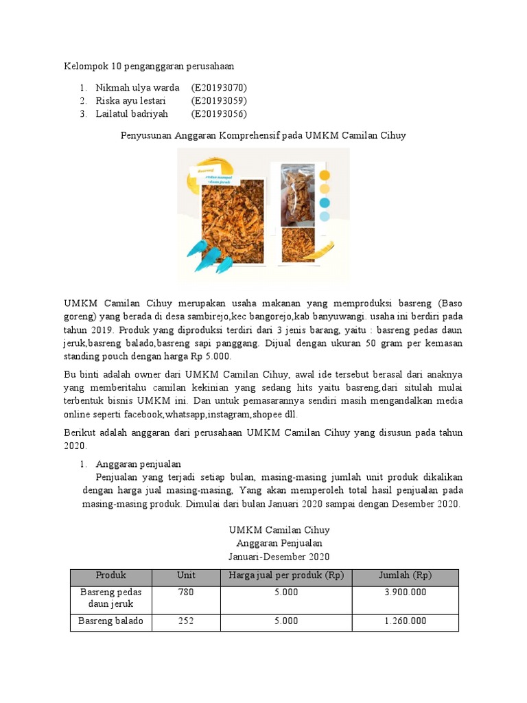 Kelompok 10 Anggaran Komprehensif Umkm | PDF