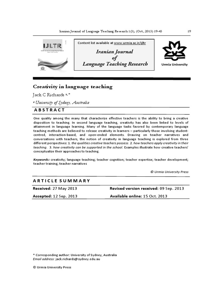 Creativity in Language Teaching: Jack C Richards | PDF | Creativity ...
