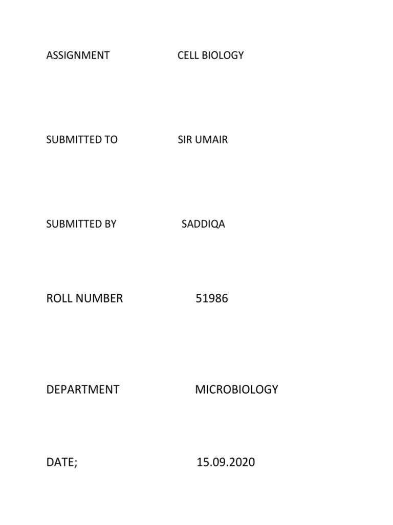 Assignment Cell Biology | PDF | Cell (Biology) | Biology