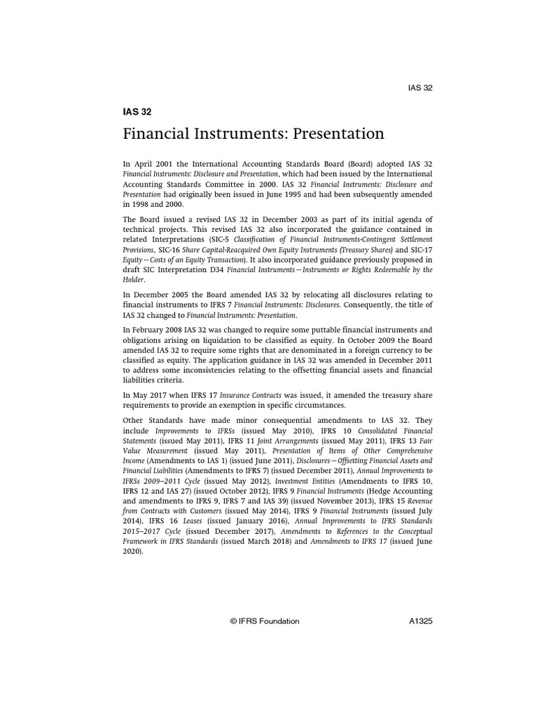 Ias 32 Financial Instruments Presentation | PDF | International ...