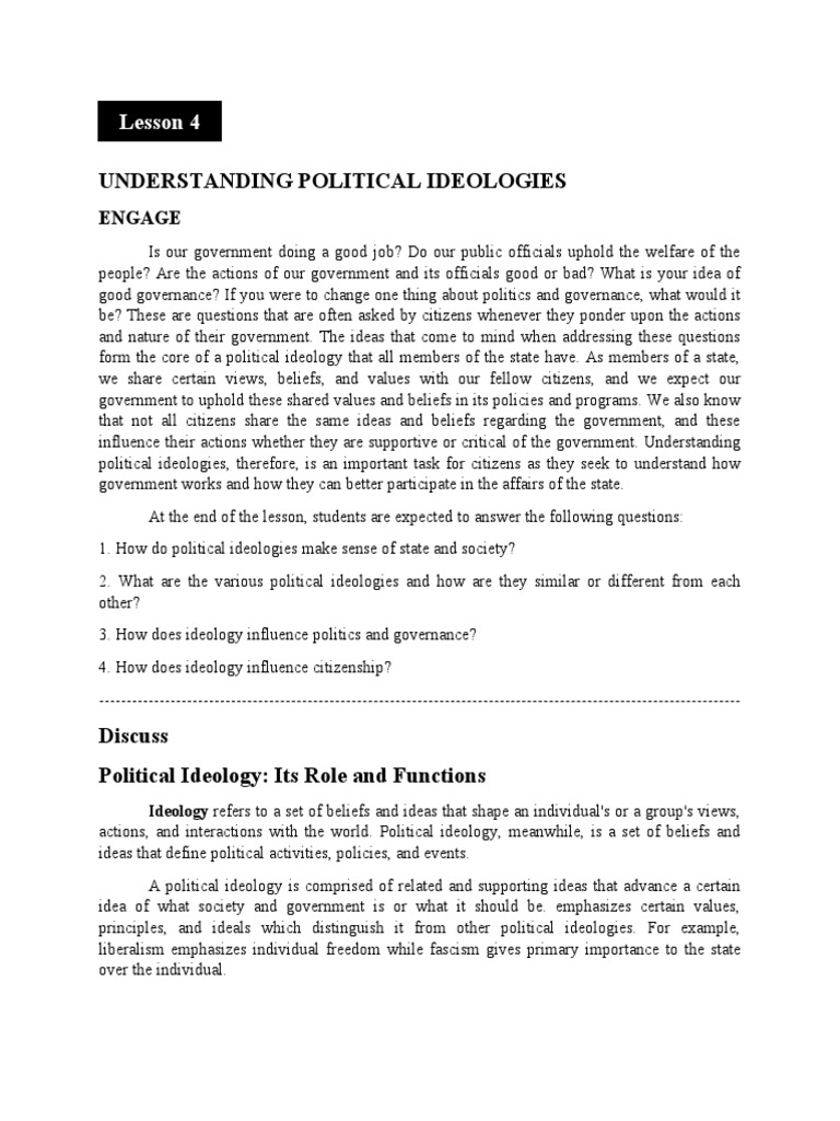 Understanding Political Ideologies: Lesson 4 | Download Free PDF ...