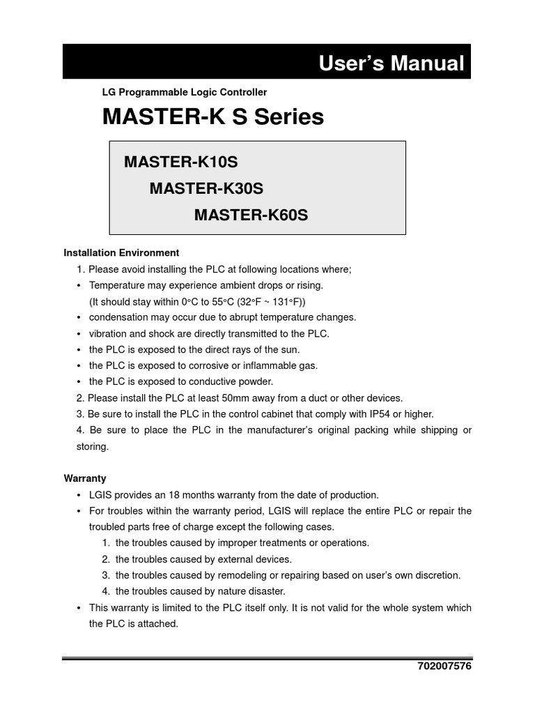 Master K10S K60S | PDF | Power Supply | Programmable Logic Controller