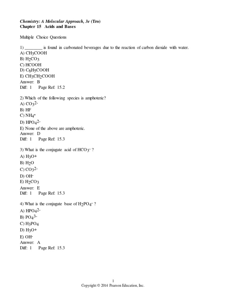 Chapter 15 Acids and Bases: Chemistry: A Molecular Approach, 3e (Tro ...