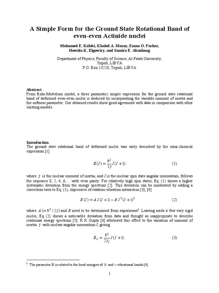 A Simple Form For The Ground State Rotational Band of Even-Even ...