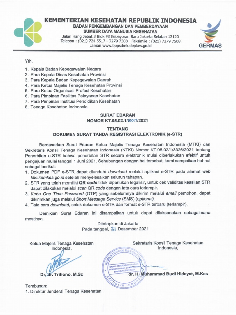 Surat Edaran Dokumen E-STR | PDF