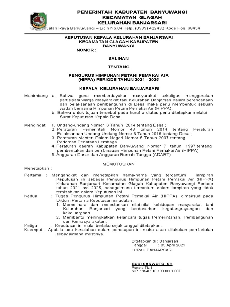 SK HIPPA Kel. Banjarsari | PDF