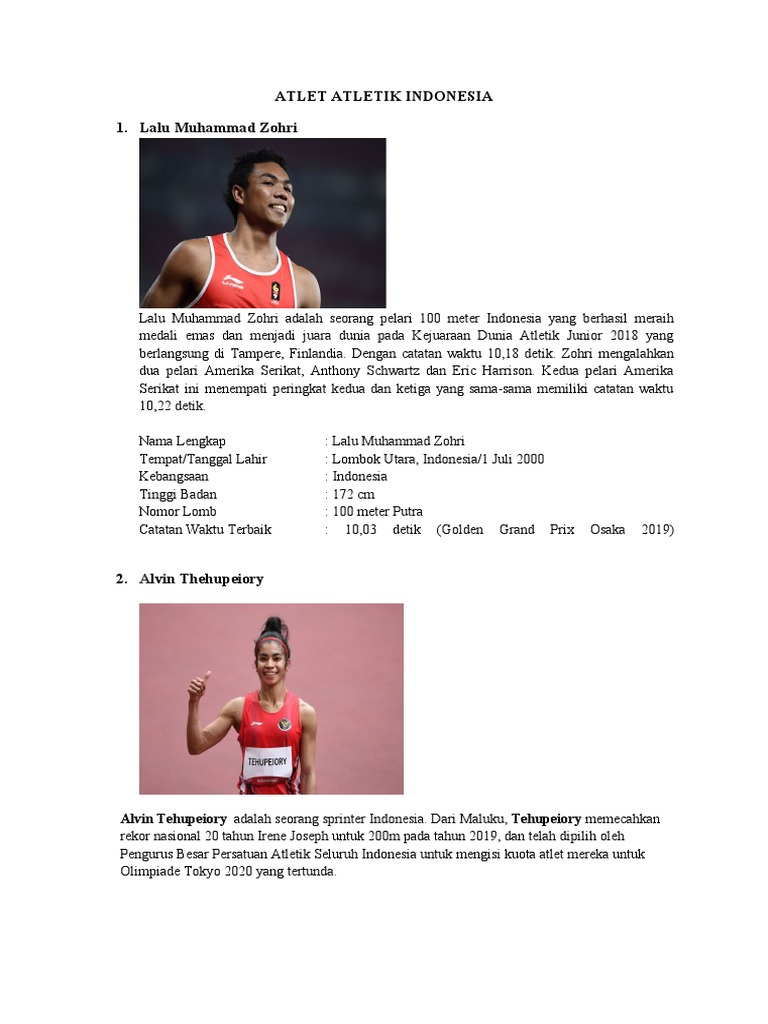 Atlet Atletik Indonesia | PDF