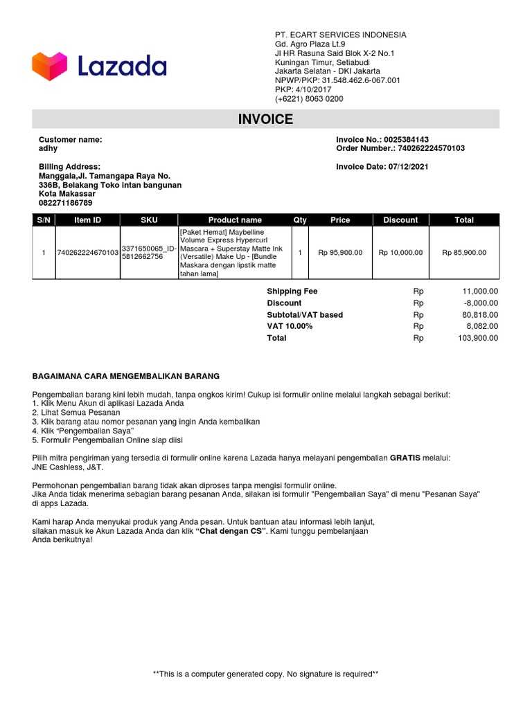 Invoice Seller 100161156 FP069512016113325 | PDF