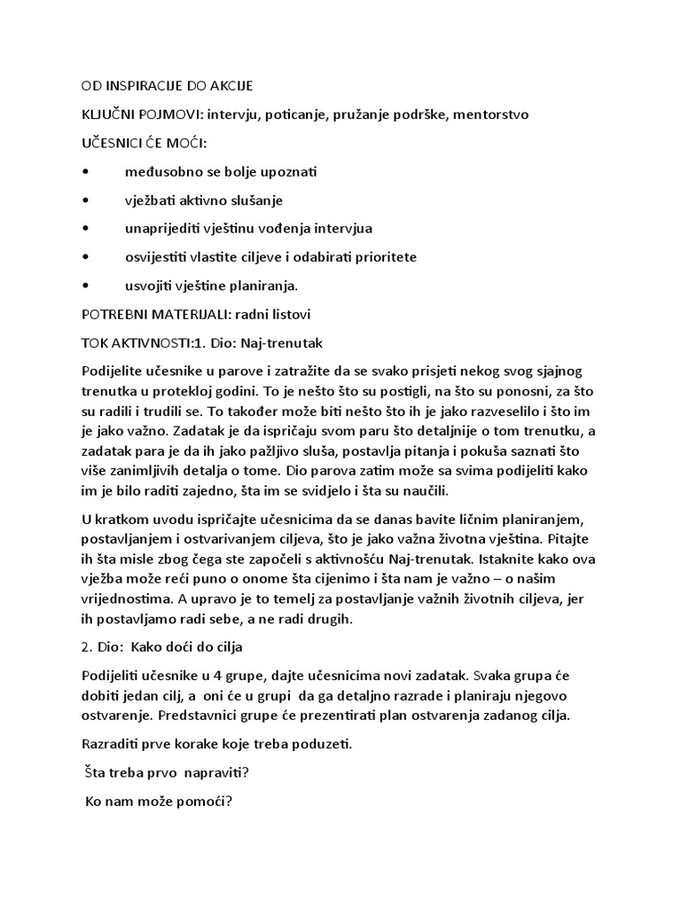 Radionica Ciljevi | PDF