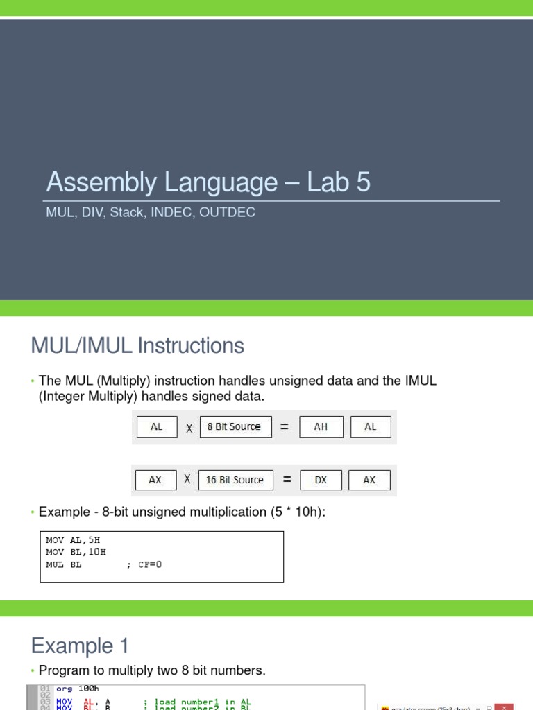 Assembly Language Lab 5 Compress Pdf Division Mathematics Computer Programming