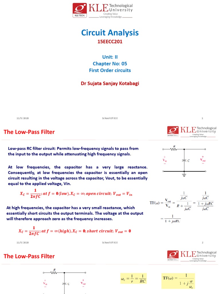 First Order Circuits - LPF and HPF | PDF | Low Pass Filter | Electronic Filter