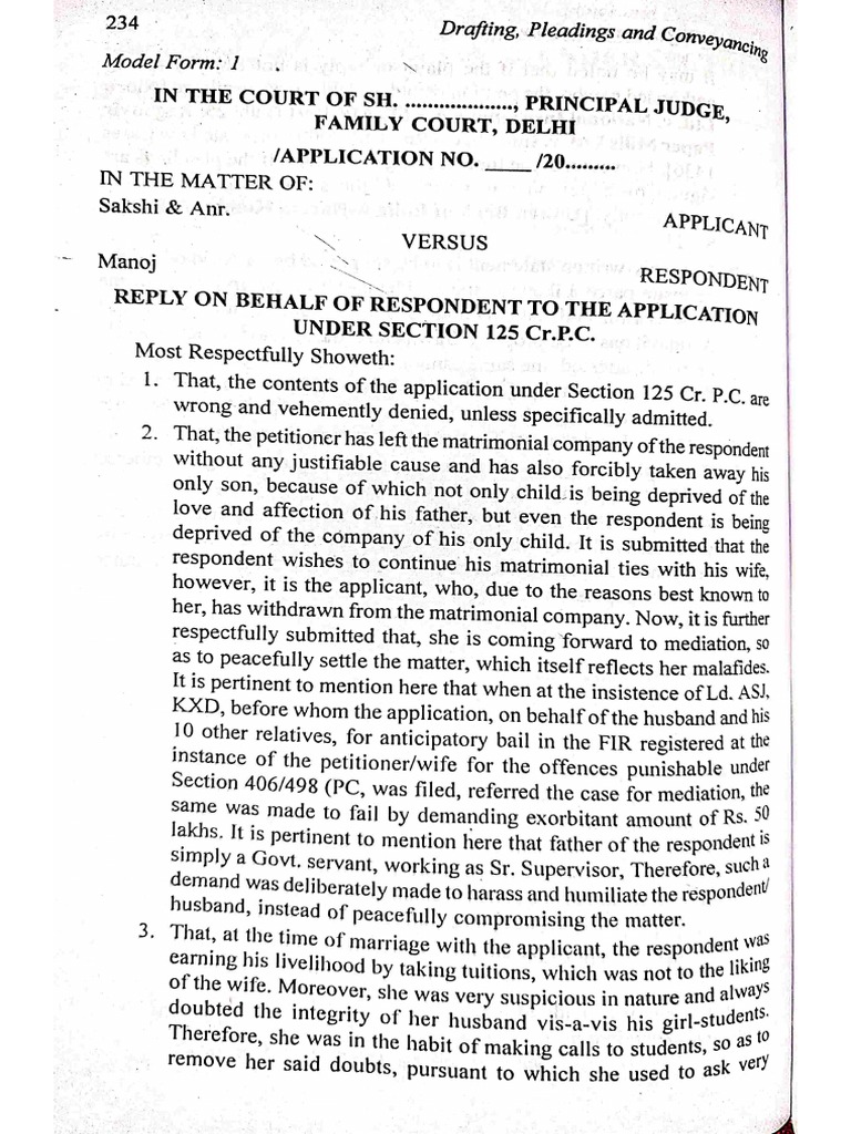 125 CRPC Reply Sample | PDF | Marriage | Family