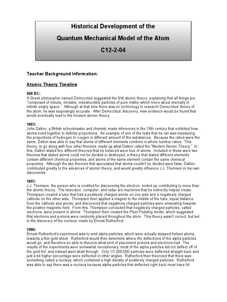 Quantum Mechanical Model of The Atom C12-2-04 | PDF | Electron | Atomic ...