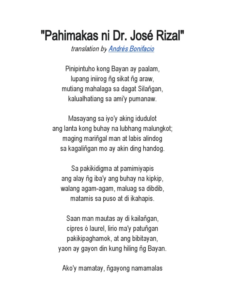 Pahimakas Ni Dr. Jose Rizal | PDF