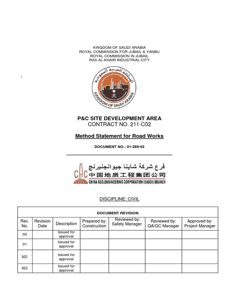 Method Statement For Road Works | PDF | Road Surface | Personal ...
