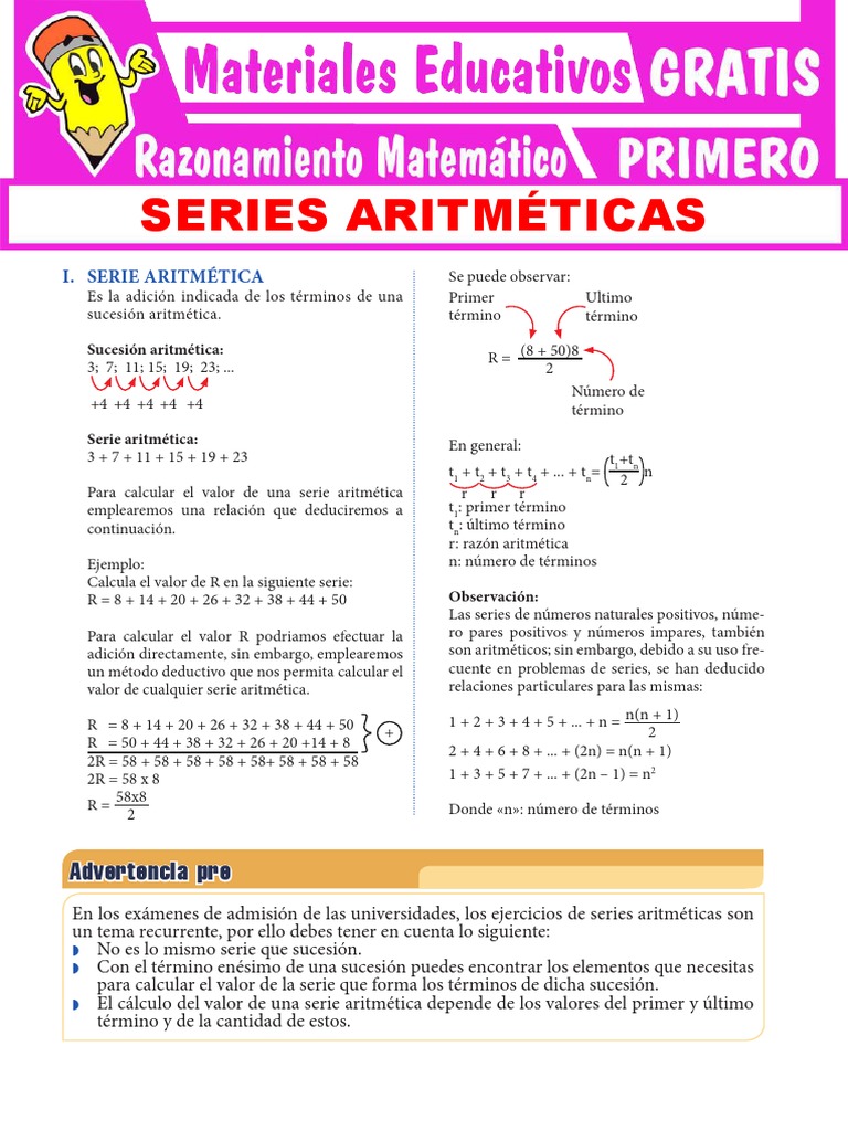 Cálculo de series aritméticas: conceptos, fórmulas y ejemplos resueltos ...