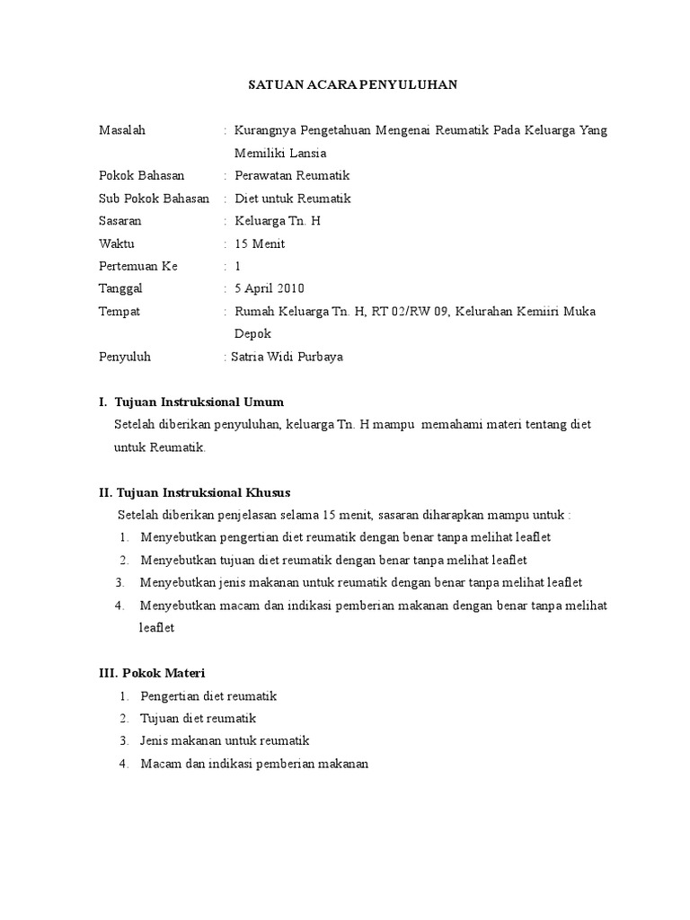 Sap Diet Reumatik | PDF
