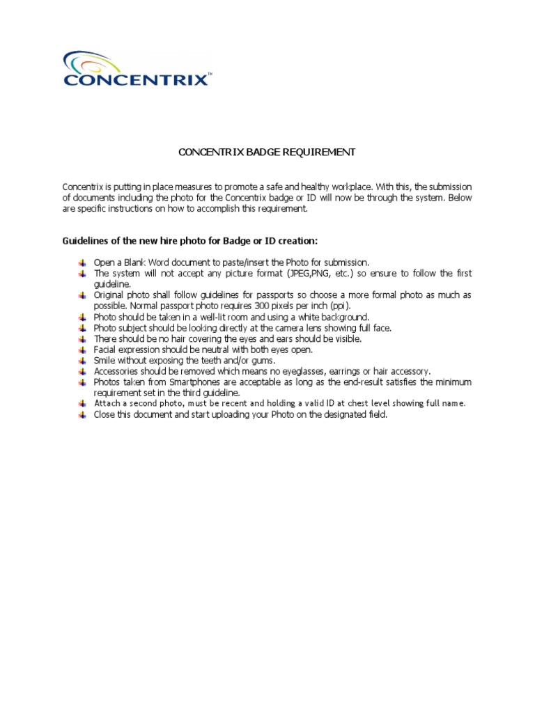 Concentrix Badge Requirement v2 03262021 | PDF