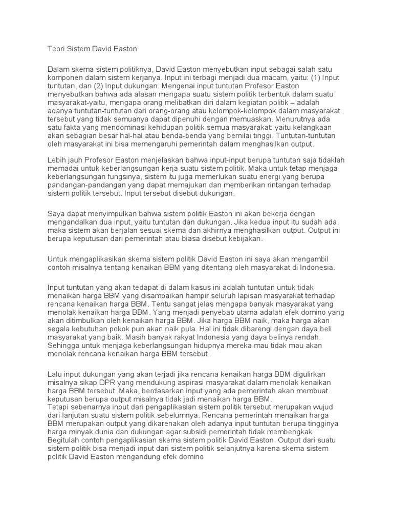 Teori Sistem David Easton | PDF