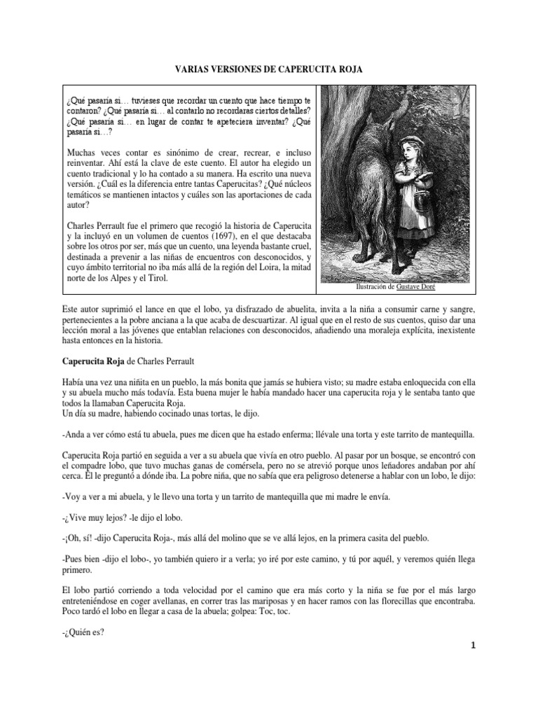 Varias Versiones de Caperucita Roja | PDF | Caperucita Roja | Cuentos ...