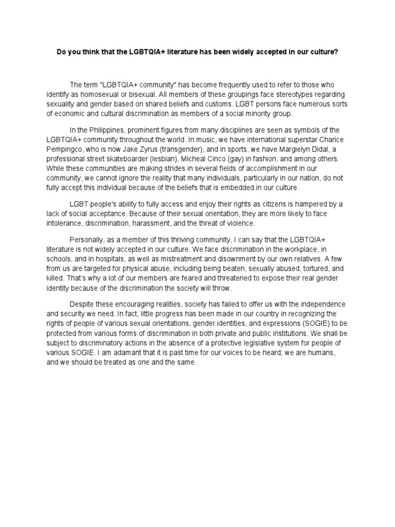 Do You Think That The LGBTQIA | PDF | LGBTQIA+ Studies | Lgbt