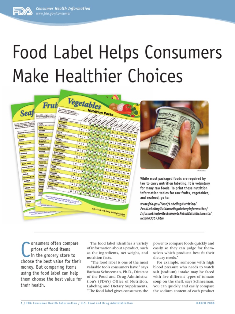 FDA Food Label Helps Consumers Make Healthier Choices | PDF | Nutrition ...