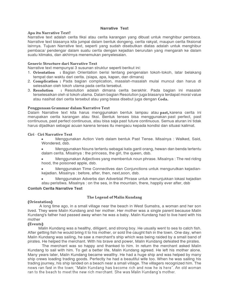Soal Latihan Narrative Text Kelas 9 | PDF
