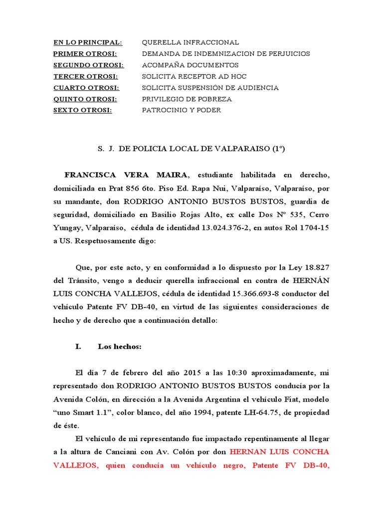 SI Querella y Demanda BUSTOS | PDF | Derecho privado | Derecho civil (sistema legal)