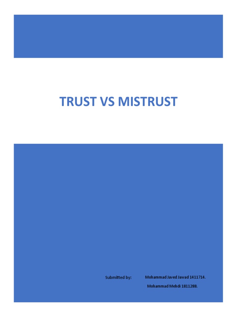 Trust Vs Mistrust | Download Free PDF | Psychology | Psychological Theories