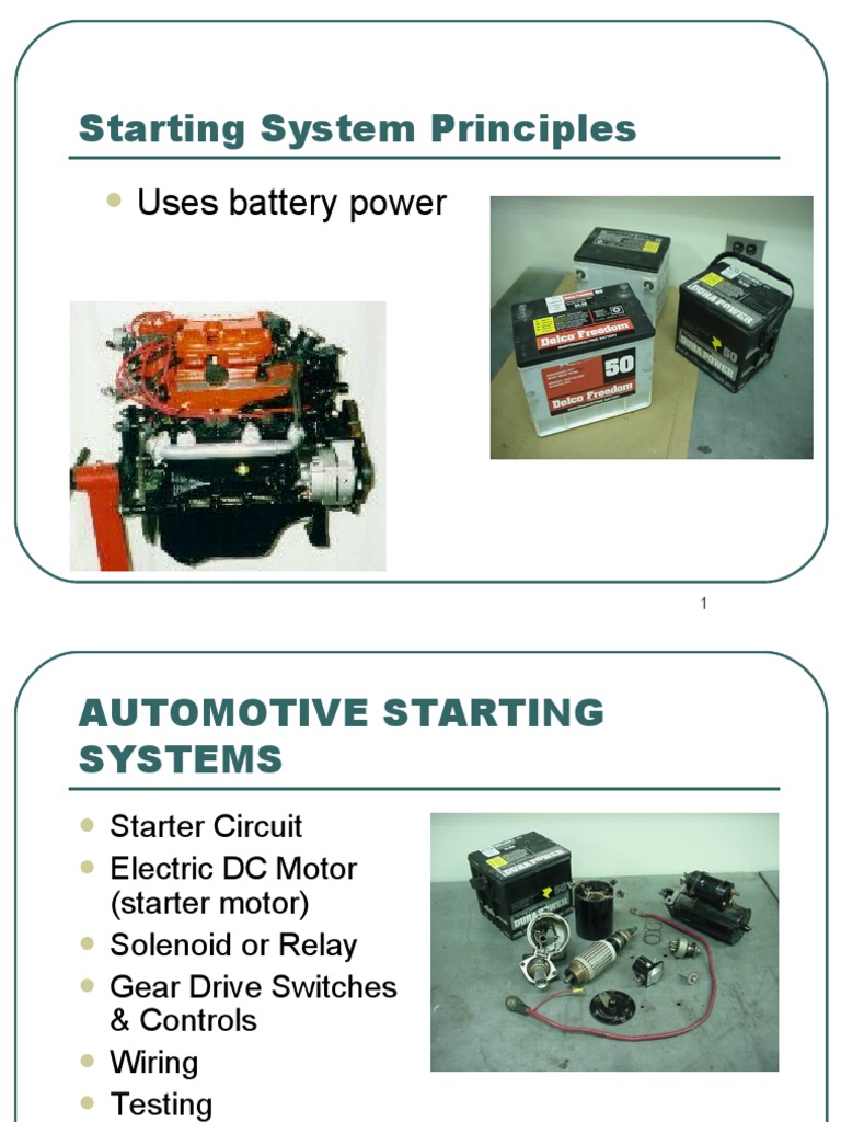 Starting System Principles: Uses Battery Power | PDF | Electric Motor ...