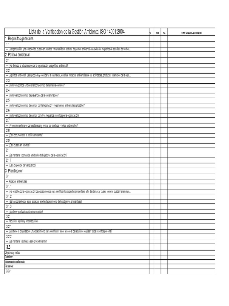 Taller Auditoria Ambiental Iso 14001 2015 | Descargar gratis PDF | Planificación | Business