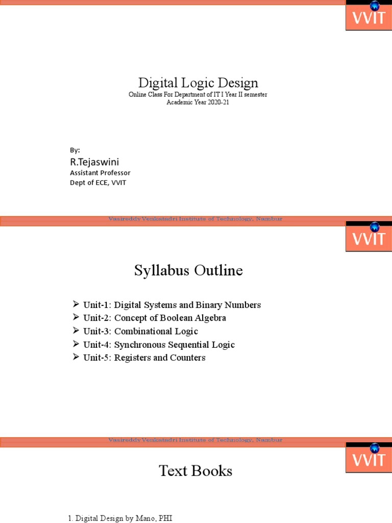 Digital Logic Design: R.Tejaswini | PDF | Digital Electronics | Arithmetic