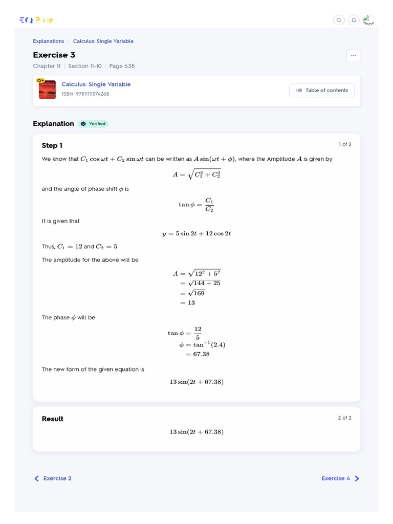 Calculus: Single Variable Chapter 11 Section 11-10 Exercise 3 | PDF ...