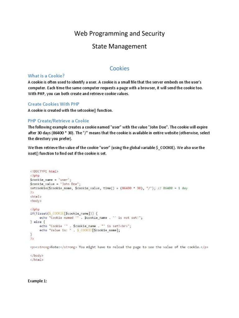 01 State Management | PDF | Http Cookie | Php