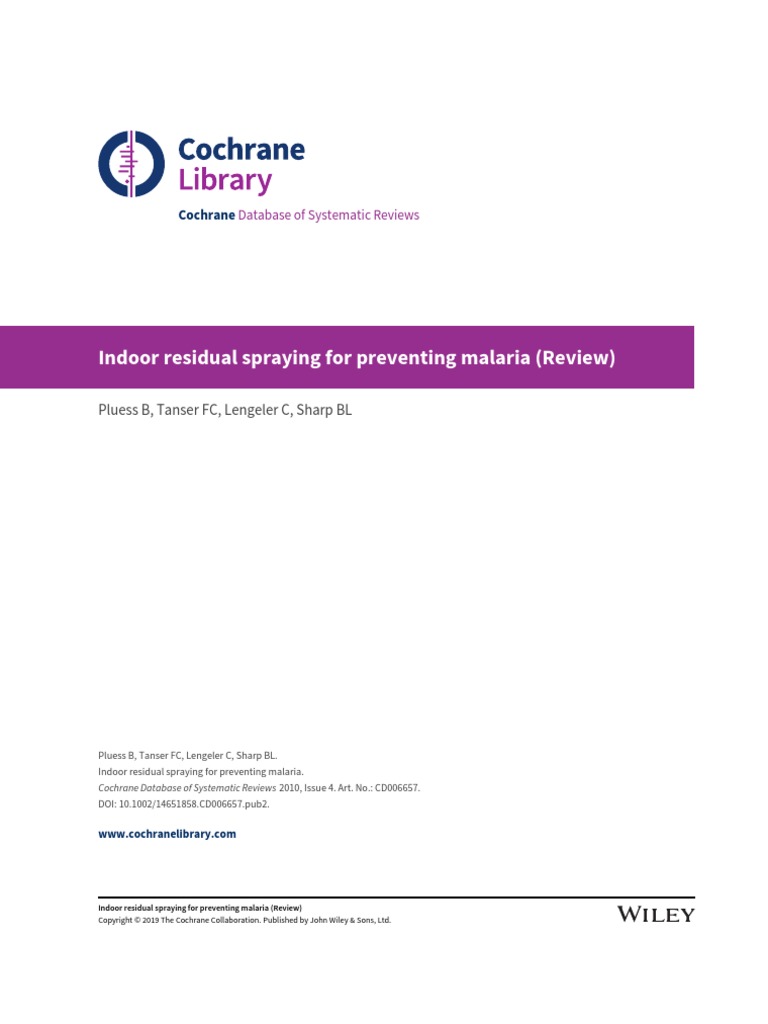 IRS For Preventing Malaria (Review) | PDF | Malaria | Randomized ...