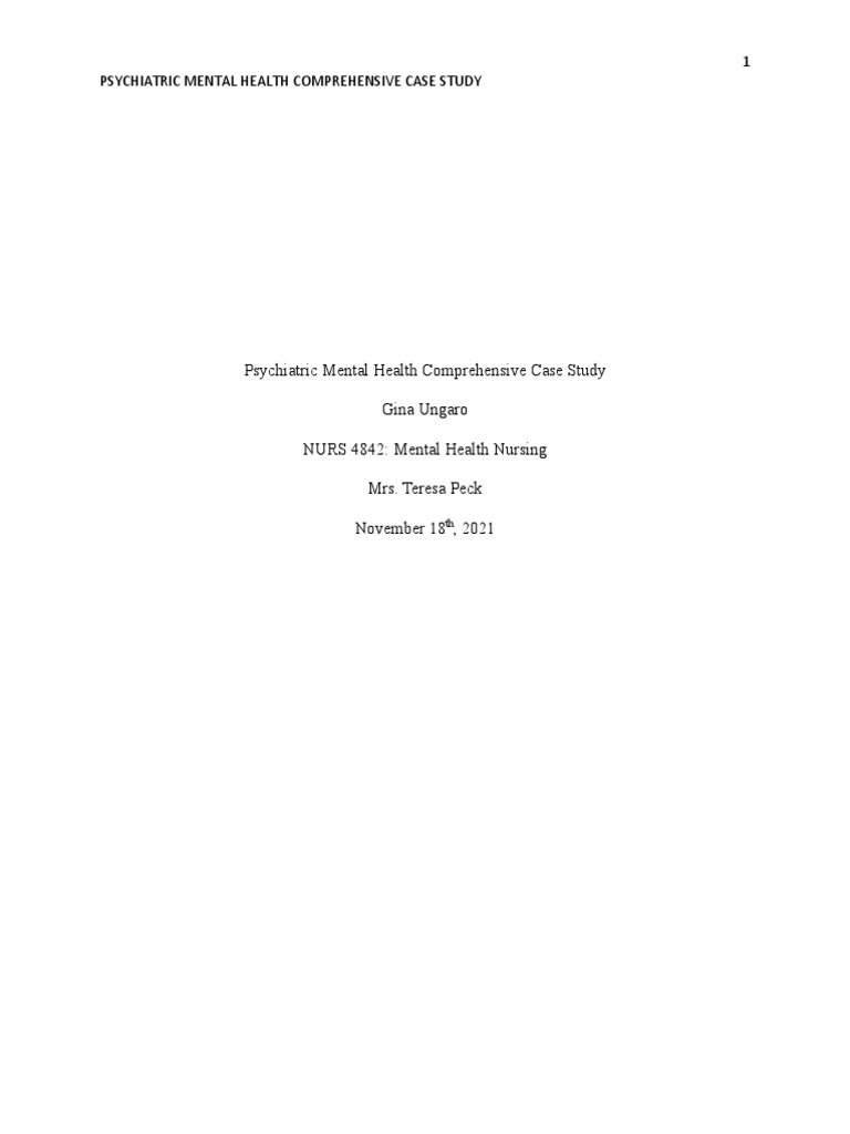 Psychiatric Mental Health Comprehensive Case Study | PDF | Mental ...