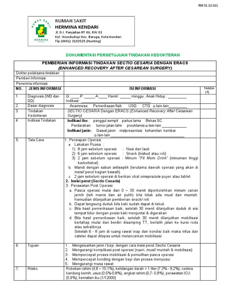 62n. RM 01.12.011 Pemberian Informasi Tindakan Sectio Caesaria Dengan ...