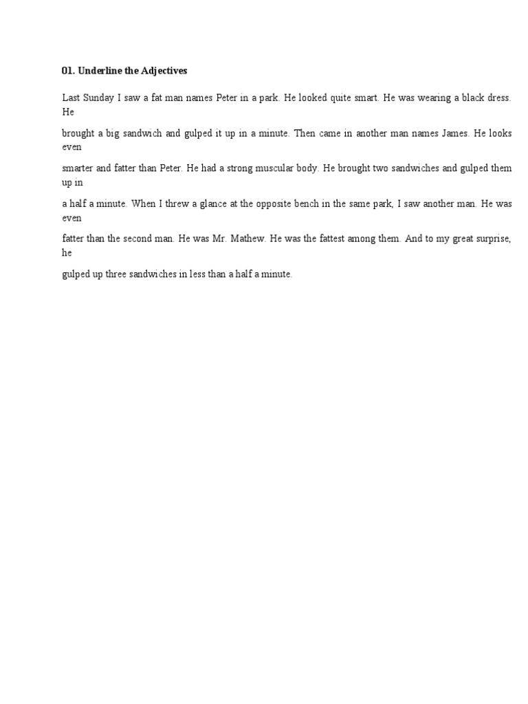 Underline The Adjectives | PDF