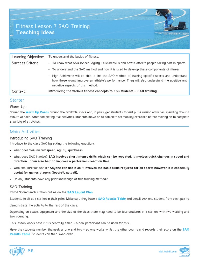 SAQ Training for KS3 Students | PDF | Physical Fitness | Change