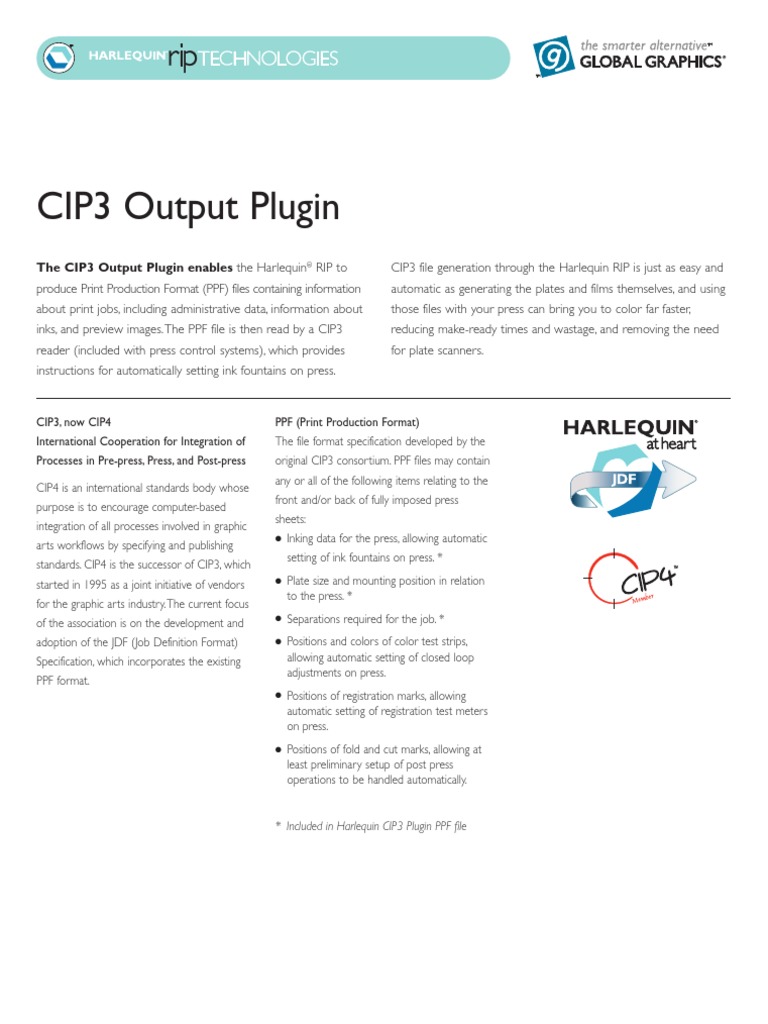 The CIP3 Output Plugin Enables | PDF | Software | Communication Design