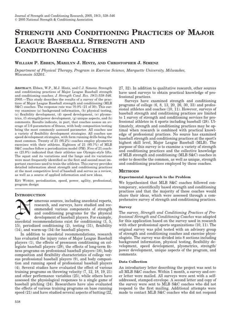 Strength and Conditioning Practices of Major | PDF | Strength Training ...