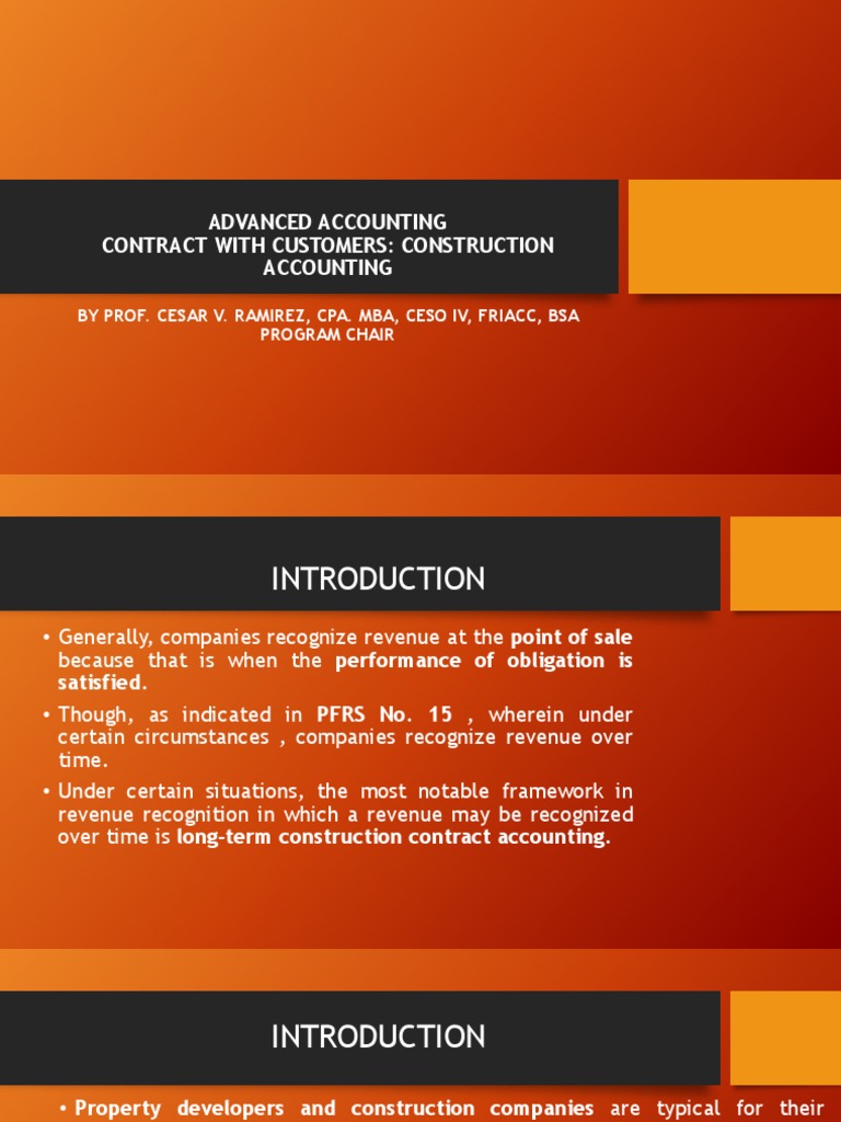 Construction Accounting-Contract With Customers | PDF | Prices | Cost