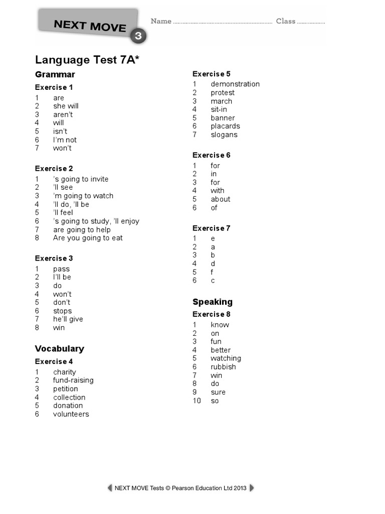 Language Test 7A : Tests Answer Key | Download Free PDF | Linguistics ...